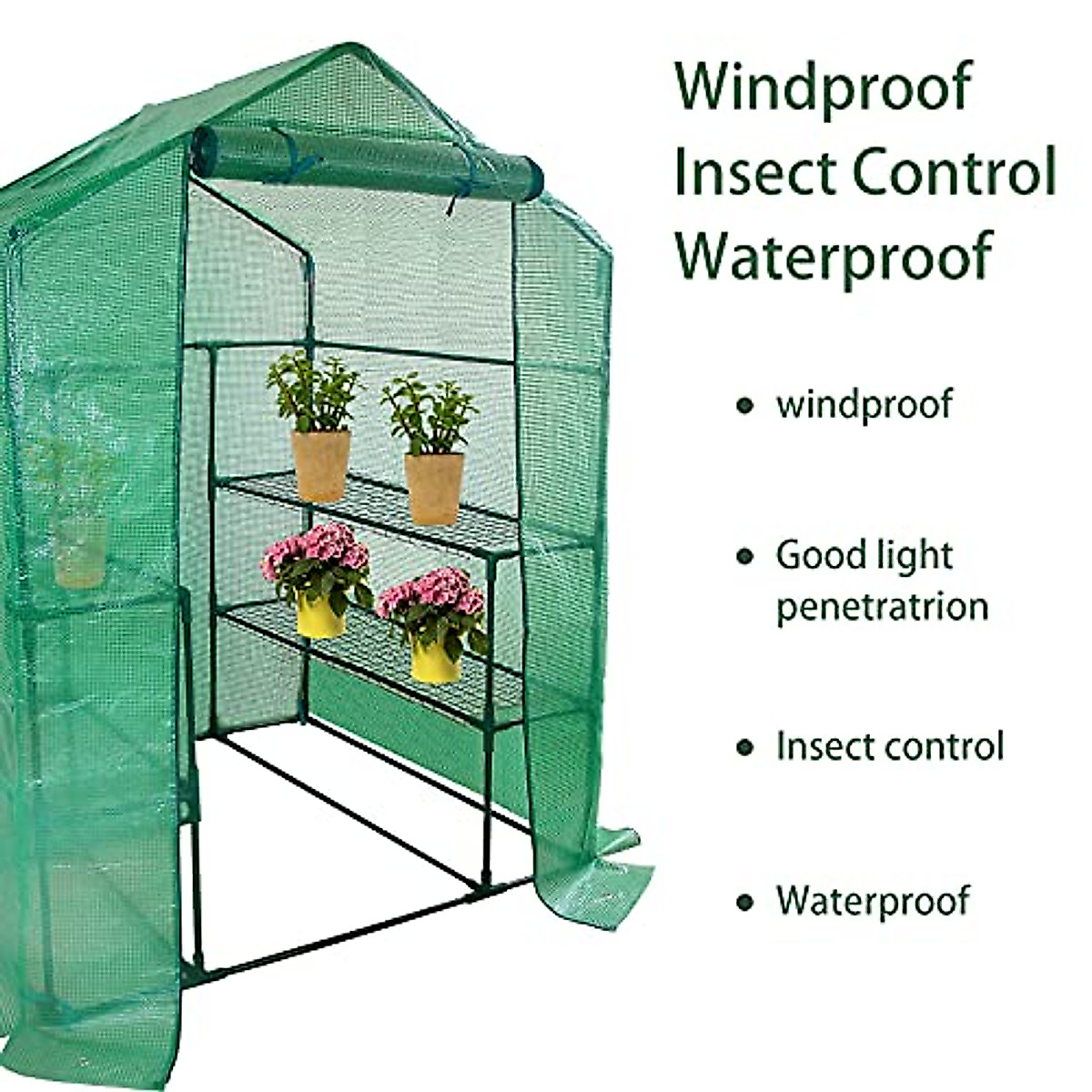 Walk-in Greenhouse Replacement Cover with Roll-Up Zipper Door-56x56x76 Inch PE Plant Gardening Greenhouse Cover for Gardening Plants Cold Frost Protection Wind Rain Proof(Frame Not Include)
