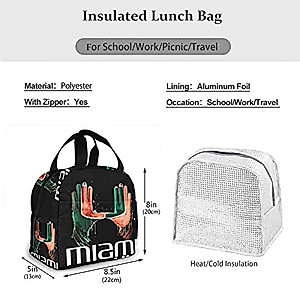 Arneycal Miami Hurricanes Limited Edition Portable Insulated Lunch Bag Waterproof Tote Bento Bag