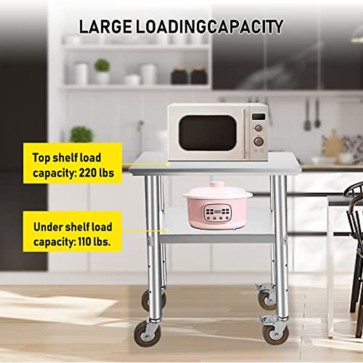 Karpevta Stainless Steel Work Table 24x12 inch Outdoor Prep Table Stainless Steel Prep Table Commercial Kitchen Table with Adjustable Under Shelf for Home,Restaurant and Hotel