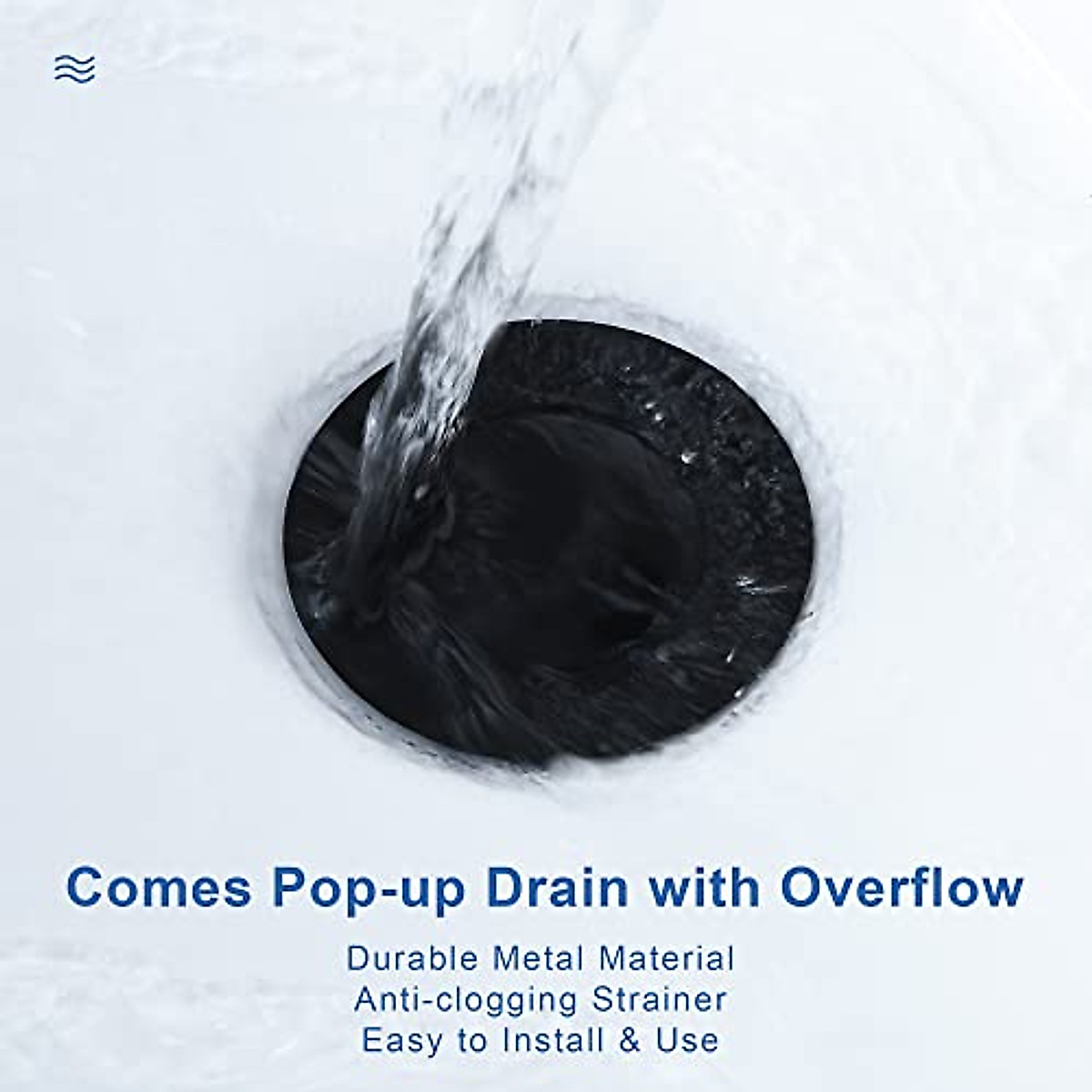 Matte Black Waterfall Bathroom Faucets for Sink 3 Hole - Widespread Bathroom Faucet Two Handles 8 Inch, Modern Bathroom Sink Faucet, with Metal Pop Up Drain Assembly & Supply Lines