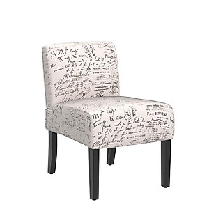 Armless Accent Chair Set of 2, Modern Living Room Chairs with Thick Cushion & Solid Wood Legs, Fabric Comfy Bedroom Chair Slipper Chair Accent Chairs Corner Side Chair Living Room Furniture, White