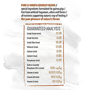 Witte Molen Pure Guinea Pig Food Mixture Papaya & Peas Dry, Mixture of hay, Fruits and Vegetables enriched with Vitamin C Promotes Digestion (Abyssinian, American, Coronet, Peruvian)