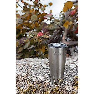 Seriously Ice Cold SIC 20 Oz. Double Wall Vacuum Insulated 18/8 Stainless Steel Travel Tumbler Mug | Powder Coated with Splash Proof BPA Free Lid | Coffee, Tea, Wine, and Cocktails (Stainless Steel)