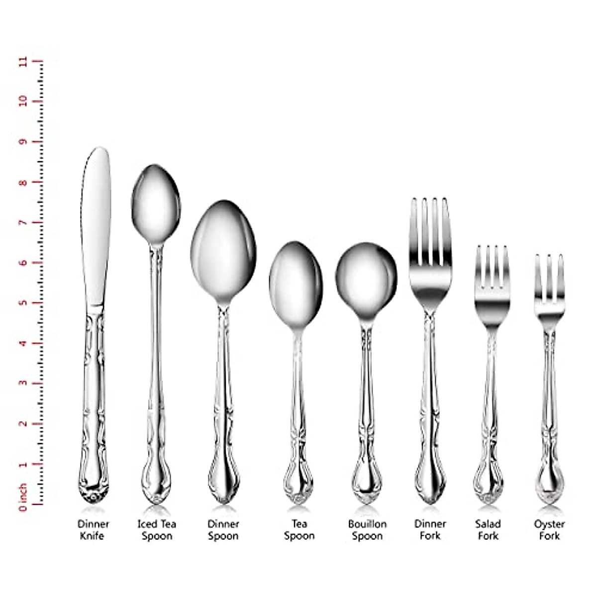 New Star Foodservice 58727 Rose Pattern, 18/0 Stainless Steel, Teaspoon, 6.2-Inch, Set of 12