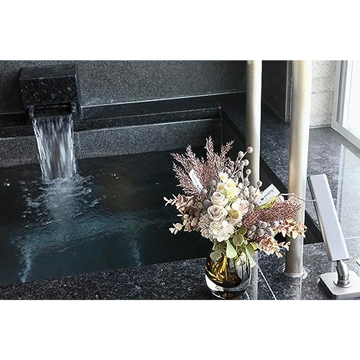 AUSBENDER 2Packs Artificial Faux Flowers Plant Silk 15.3" Fall Arrangement Boho Style Bouquets Floral Rustic Decoration Table Centerpieces for Home Kitchen (Pretty Dandelion Eucalyptus Daisy)