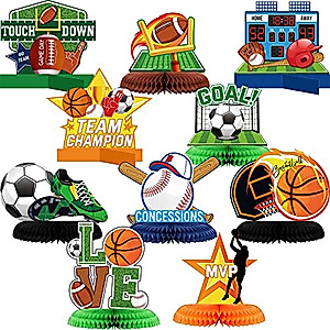10 Pcs Sports Themed Birthday Party Supplies Soccer Baseball Basketball Party Decorations Sports Party Decorations Football Table Decorations Sports Centerpieces for Kids Birthday Party Supplies