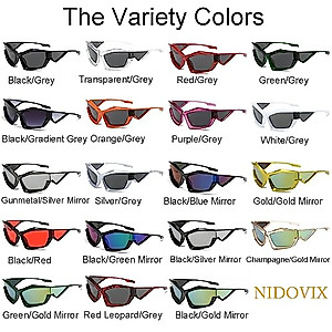 NIDOVIX Trendy Wrap Around Sunglasses for Men Women Fashion Cool Sport Y2K Stylish Cat Eye Sun Glasses UV400 Protection (Silver/Grey)