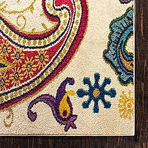 Unique Loom Estrella Collection Colorful, Paisley, Floral, Abstract, Modern Area Rug, 5 x 8 ft, Beige/Pink