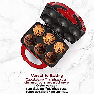 Holstein Housewares - Non-Stick Cupcake Maker, Red - Makes 6 Cup Cakes, Muffins, Cinnamon Buns, and more