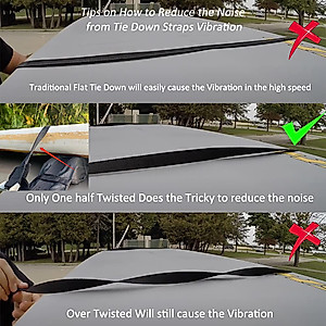 Alfa Gear Heavy Duty Hood and Trunk Straps,16.4ft 1/4" Ratchet Tie Down Rope Ultimate Solution kit for Trailing The Kayak/Canoe/SUP/Surfboard