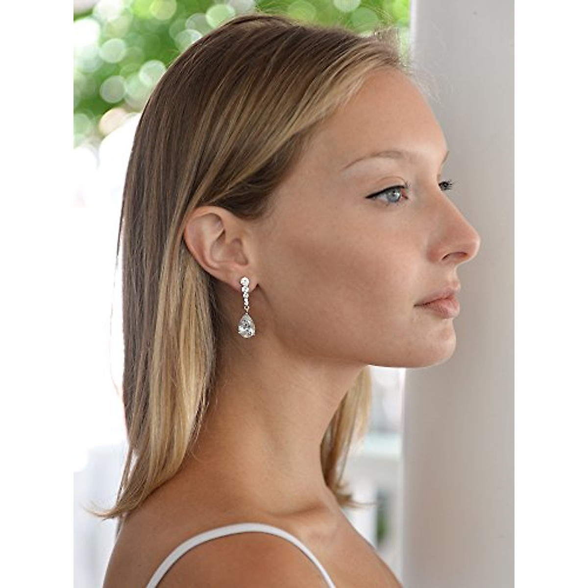 Mariell Cubic Zirconia Wedding Drop Earrings, Teardrop CZ Crystal, for Brides, Bridesmaids, Prom Gift