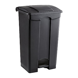 Safco Step-On Indoor Plastic Trash Can for Home & Commercial Use, Hands-Free Disposal, 23 Gallon, Black