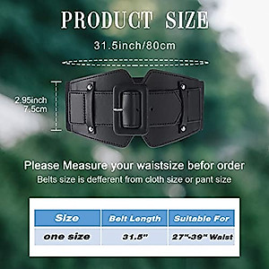 Geyoga Women Wide Belt for Dresses Women Dress Belt Stretchy Cinch Belt Corset Belt Retro Chunky Buckle Belts (Black, Camel)