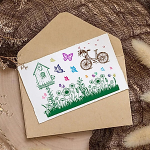 CRASPIRE Butterfly Clear Rubber Stamps Mailbox Grass Spring Bike Transparent Vintage Silicone Bicycle Seals Postmark Journaling Card Making DIY Scrapbooking Photo Album Decorative Film Frame