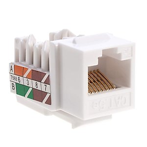 SATMAXIMUM Cat5e Keystone Ethernet Wall Jack Punch Down UTP 45-Degree (Easier Termination Than 90-Degree), RJ45 Slim Profile Speed Termination White 45° Angled (50 Pack)