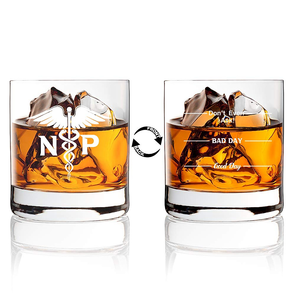 AGMdesign,Funny Double sided Good Day Bad Day Don't Even Ask NP Nurse Practitioner Glasses gift for Nurse Practitioner Nurse Practitioner