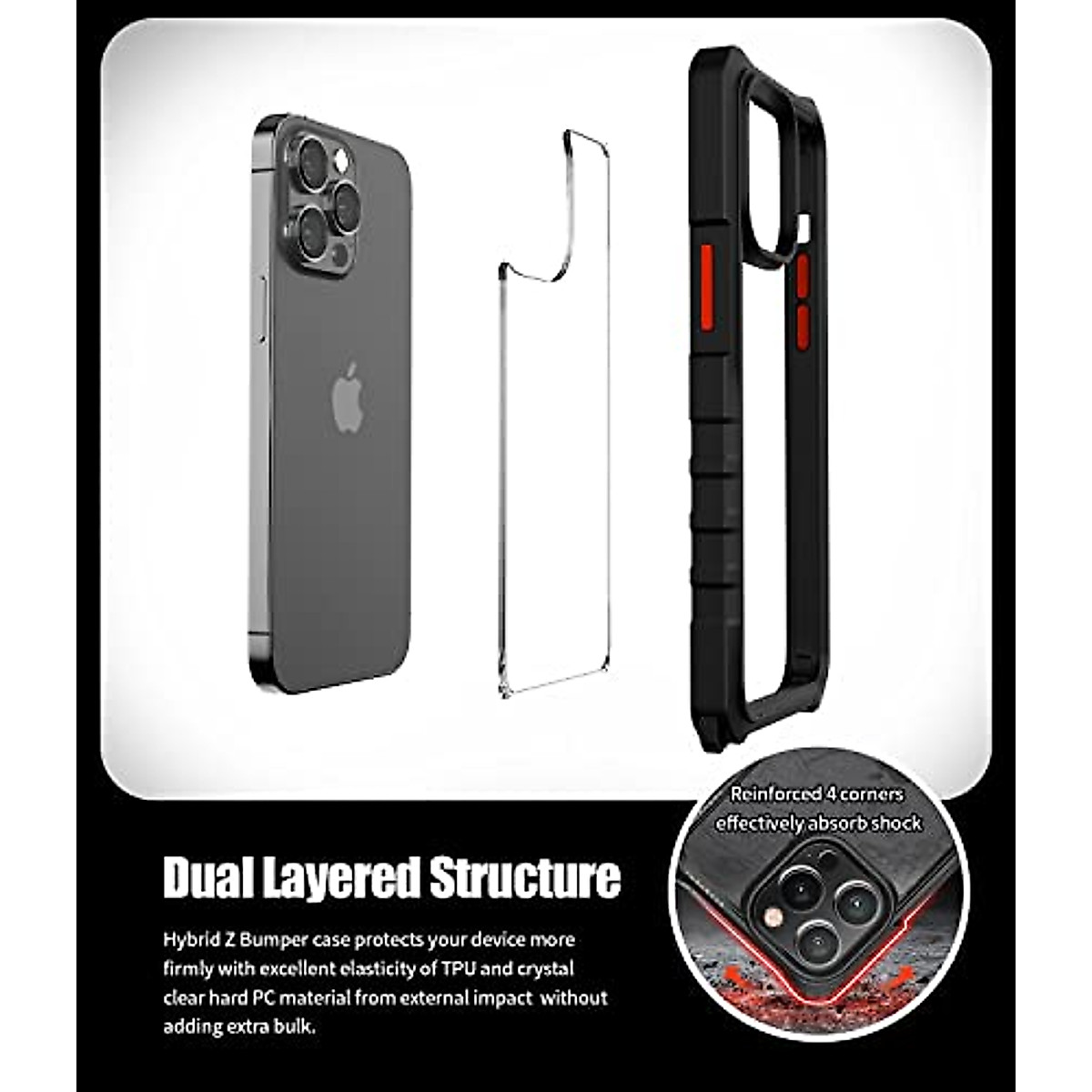 GOOSPERY Z Bumper Crossbody Compatible with iPhone 14 Pro Max Case [Strap Included] Shock Absorbing Dual Layer Structure TPU Edge Crystal Clear PC Cover with Shoulder Strap Outdoor Design, Black
