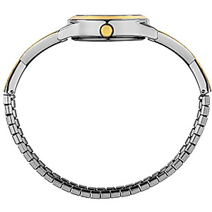 Timex Women's Fashion Stretch Bangle 25mm Watch - Two-Tone Expansion Band Silver-Tone Dial Two-Tone Case