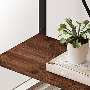 BON AUGURE Industrial Bookshelf, Bookcases and Bookshelves Etagere, Tall Large Farmhouse Book Shelves, 5 Tier Open Bookcase, Wood Metal Shelving Unit for Bedroom, Office (Rustic Oak)