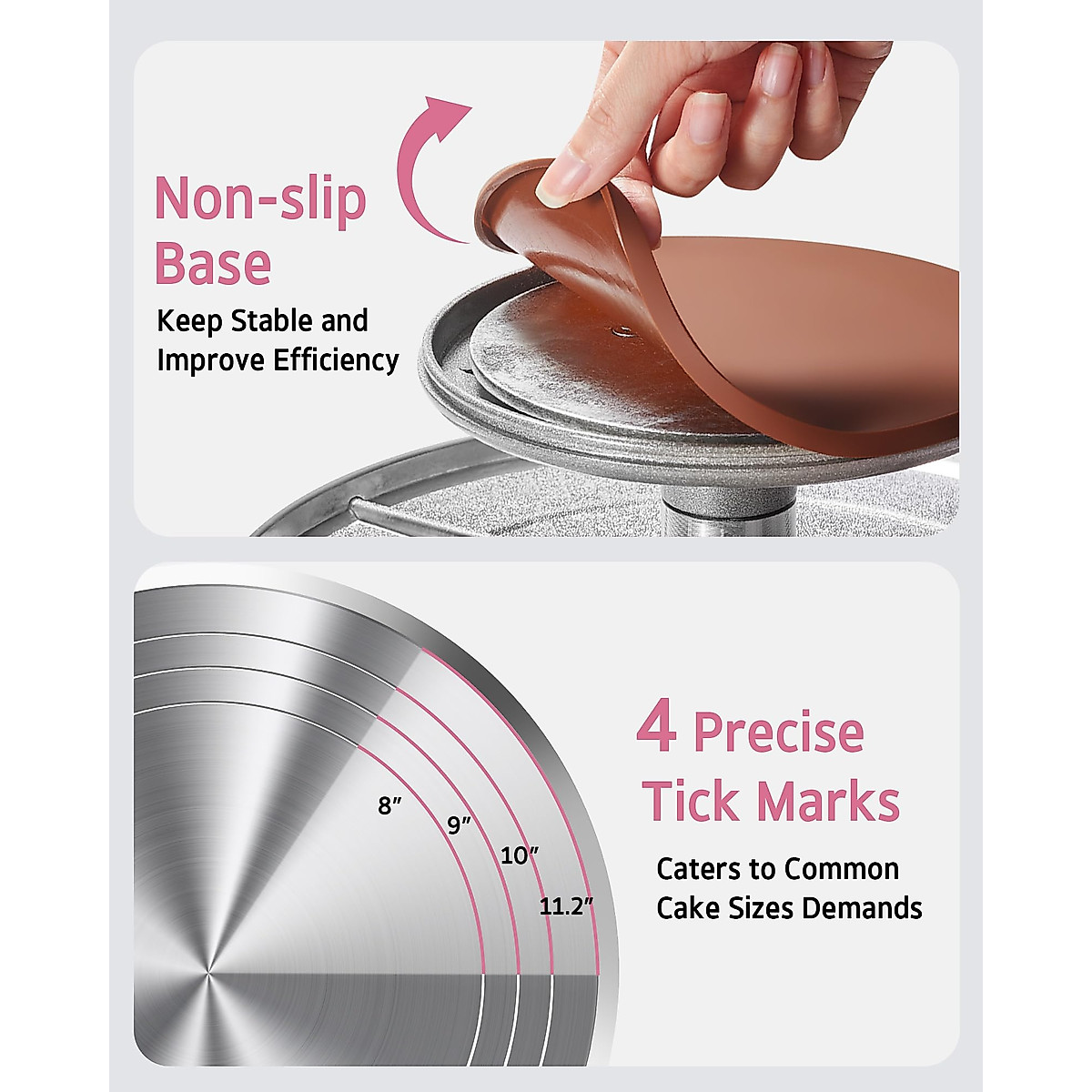 Syntus Aluminum Alloy Cake Stand, 12 Inch Cake Turntable for Decorating with Angled Silicone Icing Spatula, Cake Comb Smoother, Pie Server Cutter, Disposable Piping Bags, 27 Pieces Baking Supplies