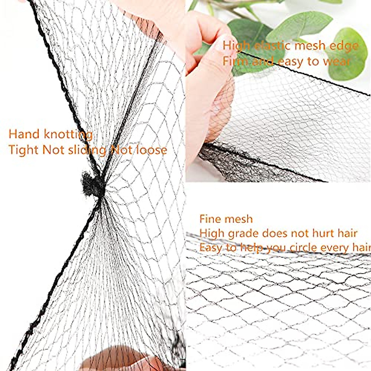 Hair Net 100Pcs 20Inch Packed Individually High Elastic Nylon Edge Invisible Hair Nets for Women Buns Food Service Dancer Cooking Wigs(Black)