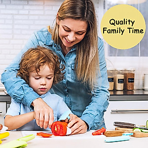 Kids Knife Set for Real Cooking, Friendly Safety Knife for Kids, Stainless Steel Child Chef Knife with Finger Protector, Round Tip Kids Knife for Cutting, Serrated Edges (Yellow)