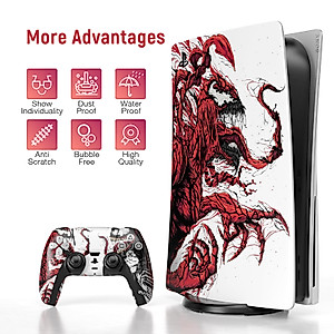TESSGO PS 5 Skin Disc Edition Anime Console and Controller Vinyl Sticker, Durable, Scratch Resistant, No Bubble, Precisely Line Up, Compatible with Play S tation 5