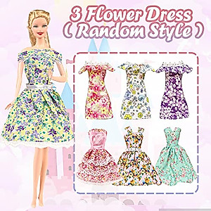25 PCS Doll Clothes for 11.5 inch Girl Doll Including 3 Flower Dress 2 Seqien Dress 3 Casual Wear 2 Fashion Dress 2 Swimwear 10 Pair of Shoes Birthday for Girls Style in Random
