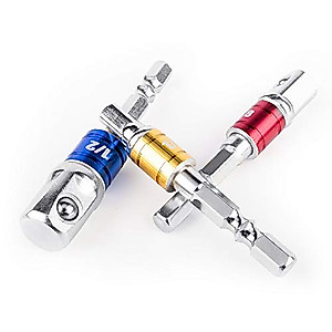 MAEXUS Impact Grade Socket Adapter Extension Set, Turns Power Drill Into High-Speed Nut Driver, 1/4" 3/8" 1/2" Drive, Socket to Drill Adapter for Impact Drivers (3 Pcs)