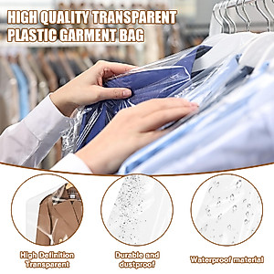 20 Pack Clear Garment Bags for Hanging Clothes, Dry Cleaner Bags, Plastic Garment Bags, Dry Cleaning Bags, Clear Plastic Bags for Clothes Cover, for Dry Cleaner Closet Storage Travel, 60x90cm