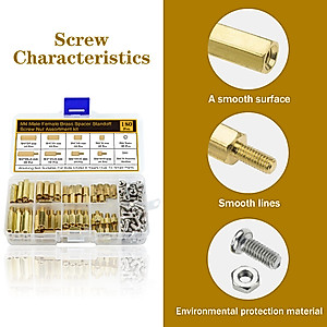 Csdtylh 180Pcs M4 Motherboard Standoffs&Screws&Nuts Kit, Hex Male-Female Brass Spacer Standoffs, Laptop Screws for DIY Computer Build, Electronic Projects, Raspberry Pi, Circuit Board etc.