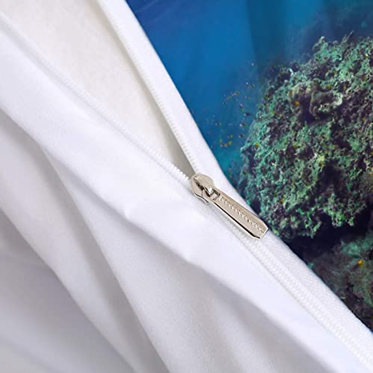 Quilt Cover Queen Size Coral Reef 3D Bedding Sets Underwater World Duvet Cover Breathable Hypoallergenic Stain Wrinkle Resistant Microfiber with Zipper Closure,beding Set with 2 Pillowcase