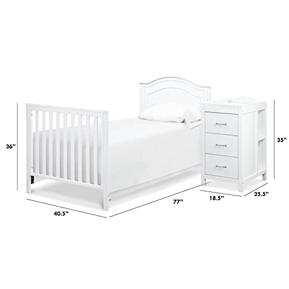 DaVinci Twin Size Conversion Kit (M12899) for Charlie Mini Crib and Changer Combo in White