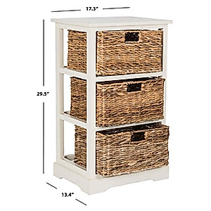 Safavieh American Homes Collection Halle Distressed Black 3 Wicker Basket Storage Side Table