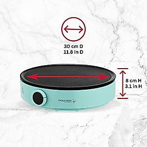 Holstein Housewares 12” Crepe Maker - Adjustable Temperature Control - Nonstick Griddle for Versatile Cooking of Crepes, Blintzes, Pancakes, Eggs, Bacon & More - Easy to Clean - Indicator Lights