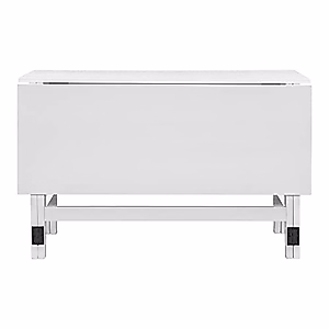 Kisyapoo Farmhouse Extendable Dining Table for 4, Wood Rectangular Dining Table with Drop Leaf, Dining Table for Kitchen Dining Room Home, Maximize Space Savings (White-Table)