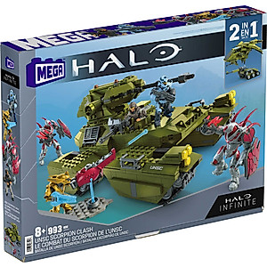 MEGA Halo Toy Building Sets, UNSC Scorpion Clash Tank with 993 Pieces, 5 Micro Action Figures and Display Stands, for Collectors