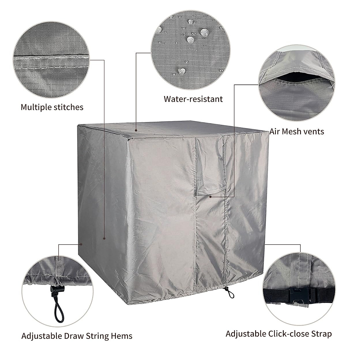 Homydom Air Conditioner Covers for Outside Units Fits up to 30"x30"x32" Full Winter AC Unit Covers Outdoor Protection