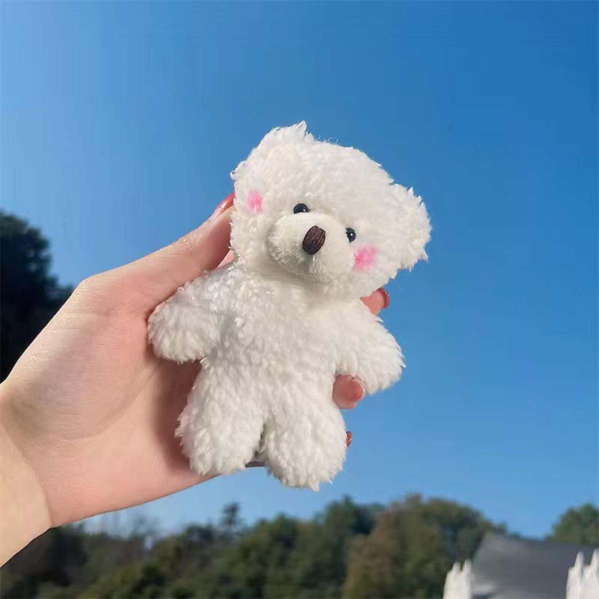 WEGUTATS 12 Pack Mini White Teddy Bears , 4.7 inch Tiny Soft Stuffed Teddy Bear, Mini Plush Bears Bulk for Birthday Table Decor Centerpiece Bag Fillers Party Favors DIY Keychain Crafts, WE