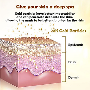 Permotary 6 PCS 24k Gold Crystal Gel Collagen Facial Masks, Treatment Deep Moisturizing Facial Masks For Anti Aging Puffiness Skincare Anti Wrinkle Tighten Skin & Revitalize Skin