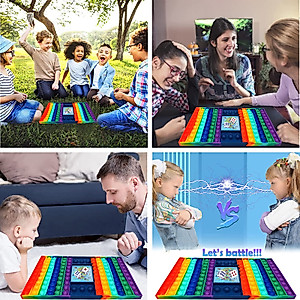 COOPEA Pop it Fidget Game with Dice, Silicone Rainbow Chess Game Board Giant Pops Push Bubble Fidget Sensory Toys for its Parent-Child Time,Jumbo Pop Game for Kids and Adults