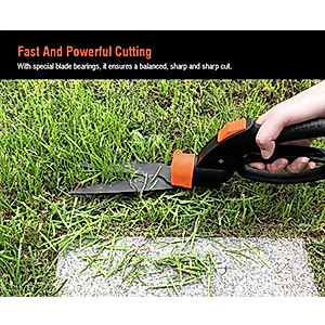 Edward Tools Swivel Hedge Shears with 360 Degree Rotation - Harden Stainless Steel Blade Lawn Scissors - Easy Edging - Ergo Grip Handle with Safety Lock