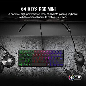64 Keys Gaming Keyboard Mini Mechanical Illuminated Compact Ergonomic Game Waterproof Three-Color for Typist Travel Business Windows