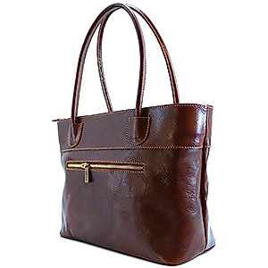 Floto Napoli Italian Leather Women's Shoulder Bag Handbag Purse (Vecchio Brown)