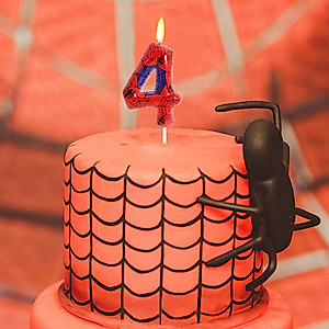 OGnomiFX Birthday Candles for Cake - Number 4 Candle, Spider Candle Cake Decor, 4 Candle for Birthday Boy/Girl, Spider Cartoon Themed Birthday Party Supplies, Spider Number Candles