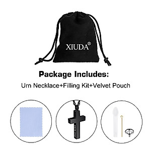 XIUDA Cremation Cross Necklace for Ashes Cross Urns Jewelry Locket Pendant Ashes Holder Stainless Steel Memorial Cremation Jewelry for Men Women