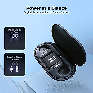 BlitzMax Open Ear Headphones Wireless Bluetooth 5.3 with 4 mic, Open Ear Earbuds with Dual 16.2mm Dynamic Drivers, 61H Playtime, Deep Bass Headhones for iPhone, Sports, Running, Walking, Workout