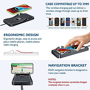 Wireless Charging Pad for Car 15W 10W 7.5W Qi Fast Wireless Car Charger Pad Car Phone Holder Wireless Charger Mount for iPhone 14 13 12 Pro Max 11 8 Plus X XR Xs Samsung S21 S20 S10 S9 Note 9 LG