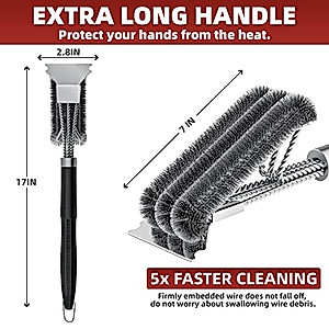 Ceekan Grill Brush for Outdoor Grill, BBQ Brush for Grill Cleaning, 18" Grill Cleaner Brush and Scraper for Gas/Porcelain/Charbroil Grates, Smoker Grill Accessories Tool- Gifts for Men Dad Boyfriend