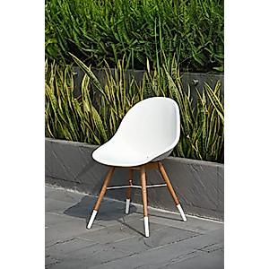 Amazonia Cannes Patio Dining Side Chair-Light Teak Finish Legs (Set of 2), Brown